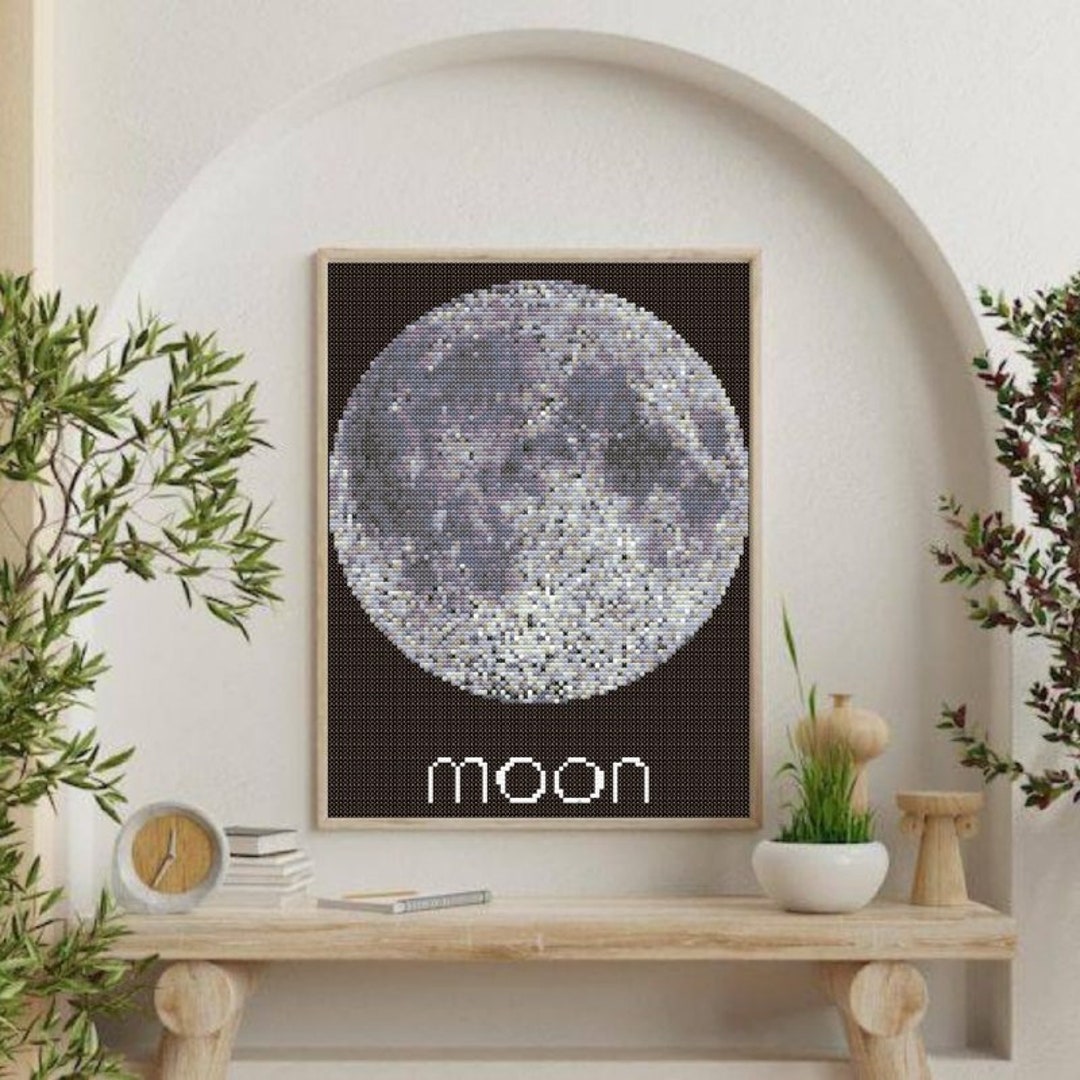 Moon Cross Stitch Pattern, Planet Cross Stitch, Night Galaxy Cross ...