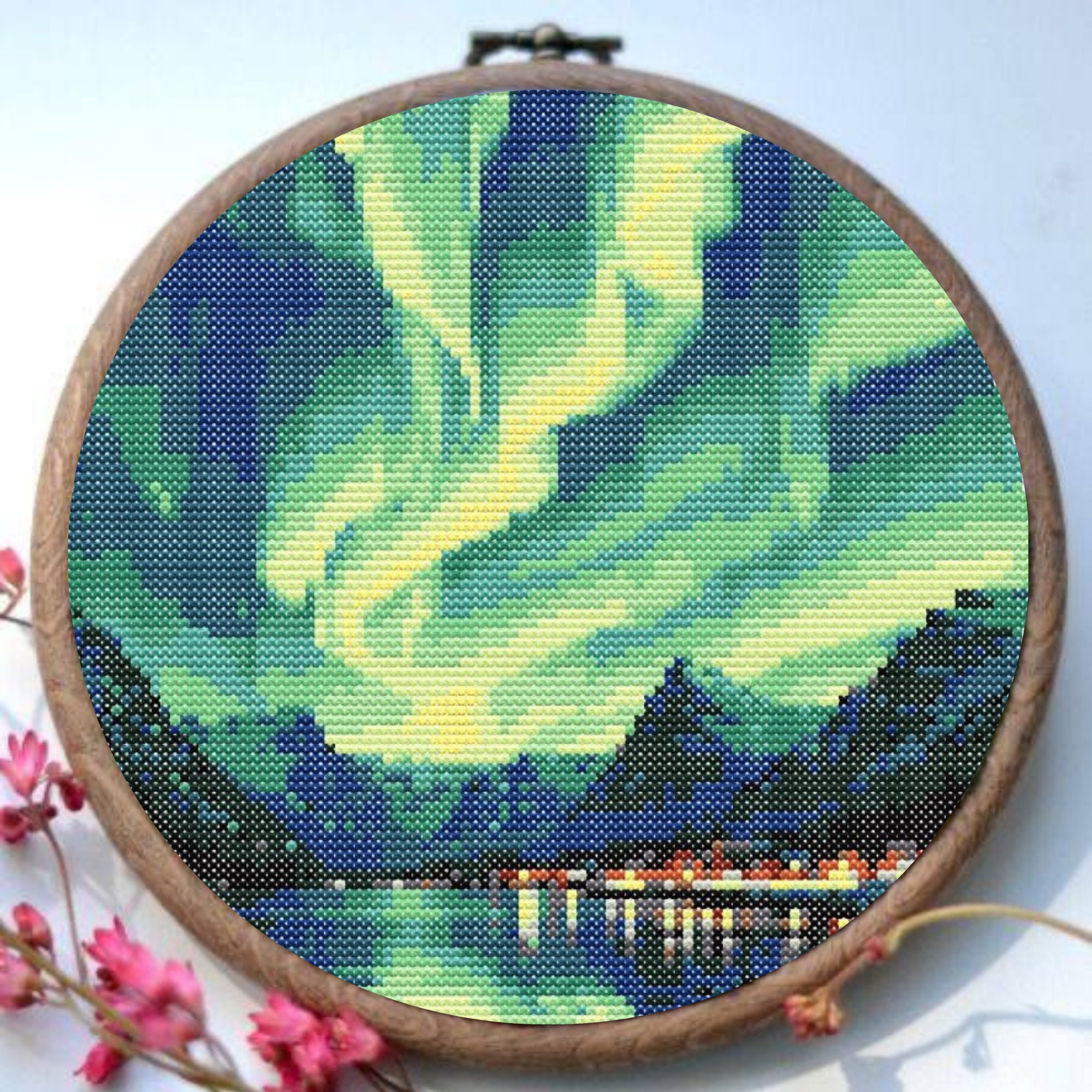 Northern Lights Cross Stitch Pattern, Aurora Borealis Cross Stitch ...