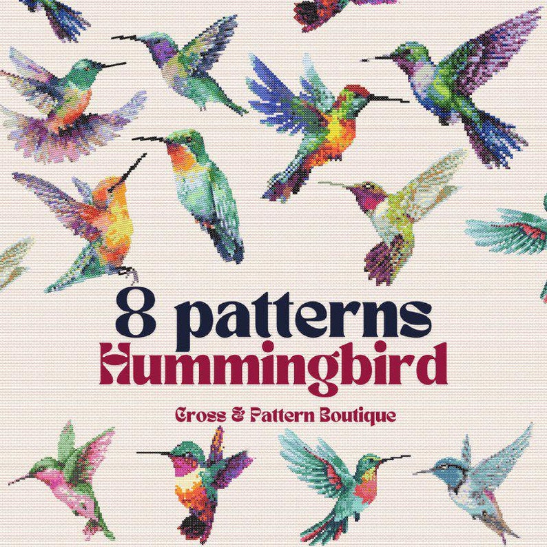 Hummingbird Cross Stitch Pattern, Bird Cross Stitch, Mini Cross Stitch ...