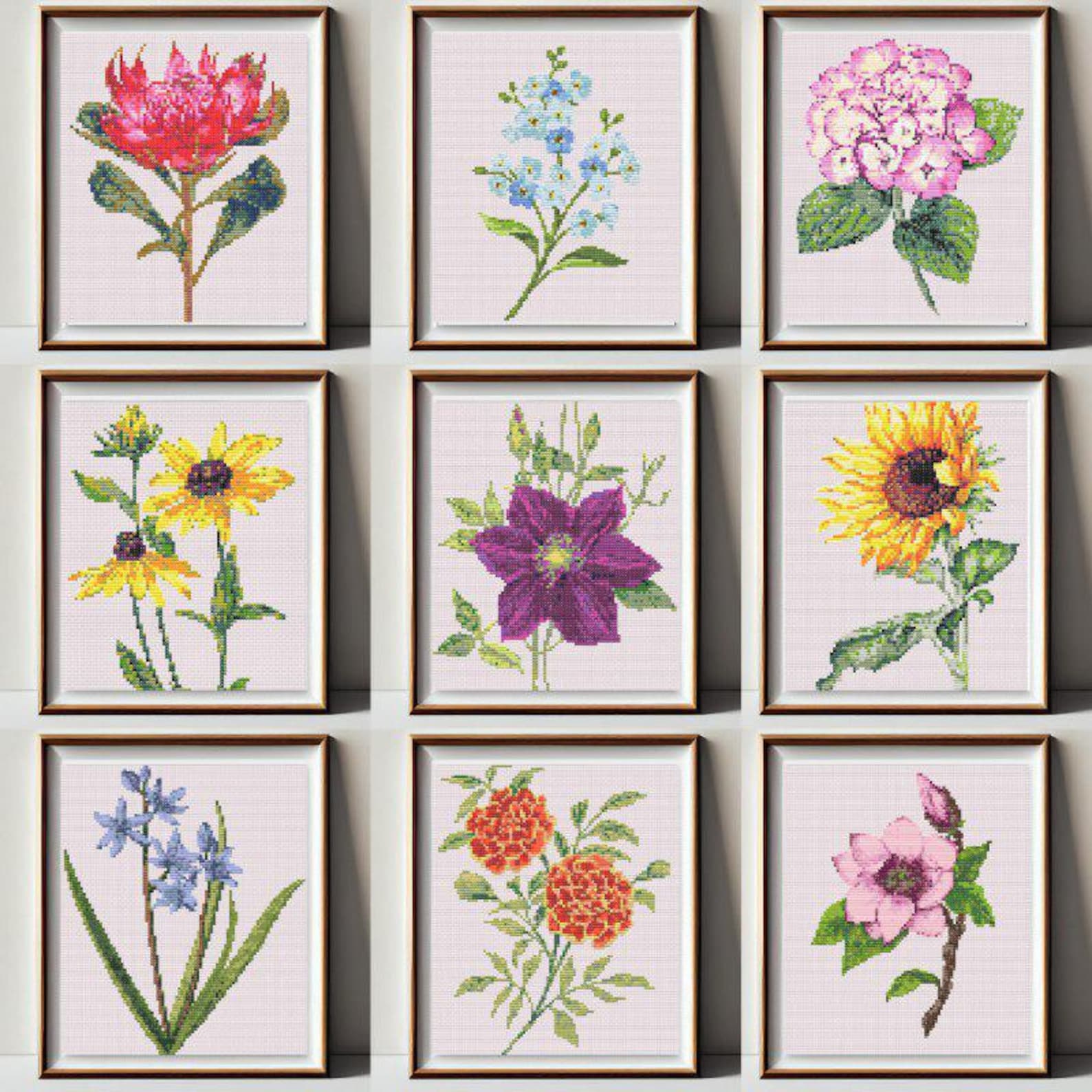 Set of 43 Wildflowers Cross Stitch Pattern, Floral Nature Wildflower ...