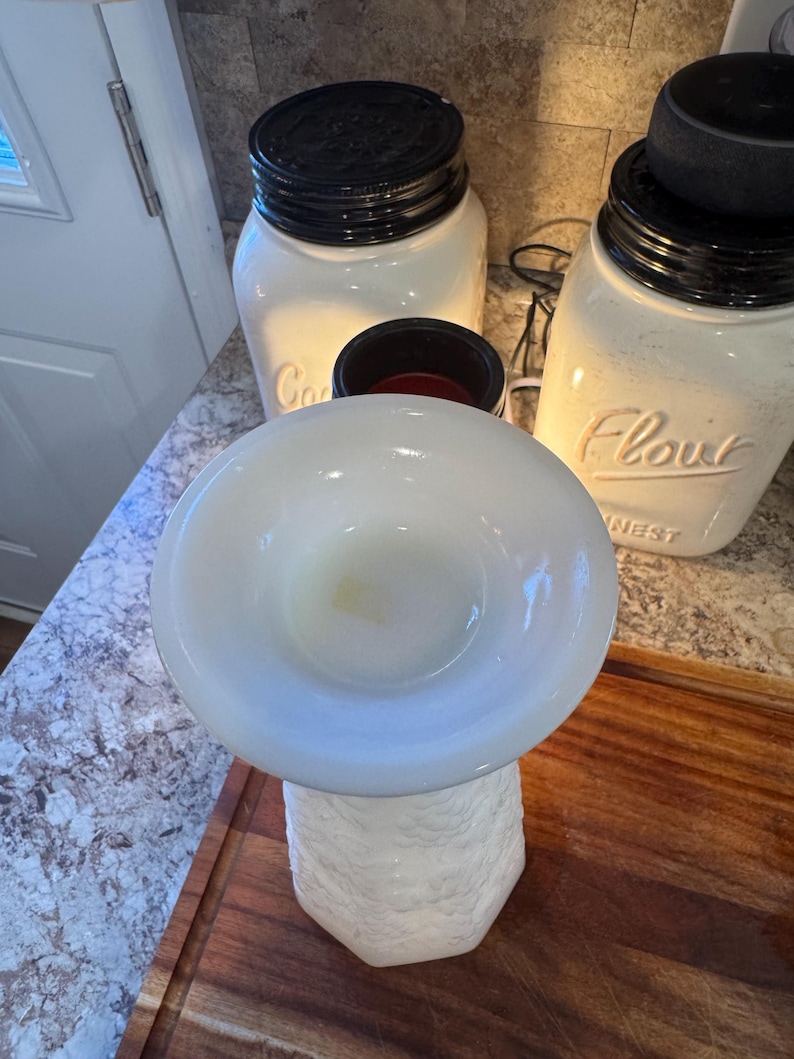 Vintage Milk Glass Vase, Anchor Hocking Octagon Panel Grape Harvest ...
