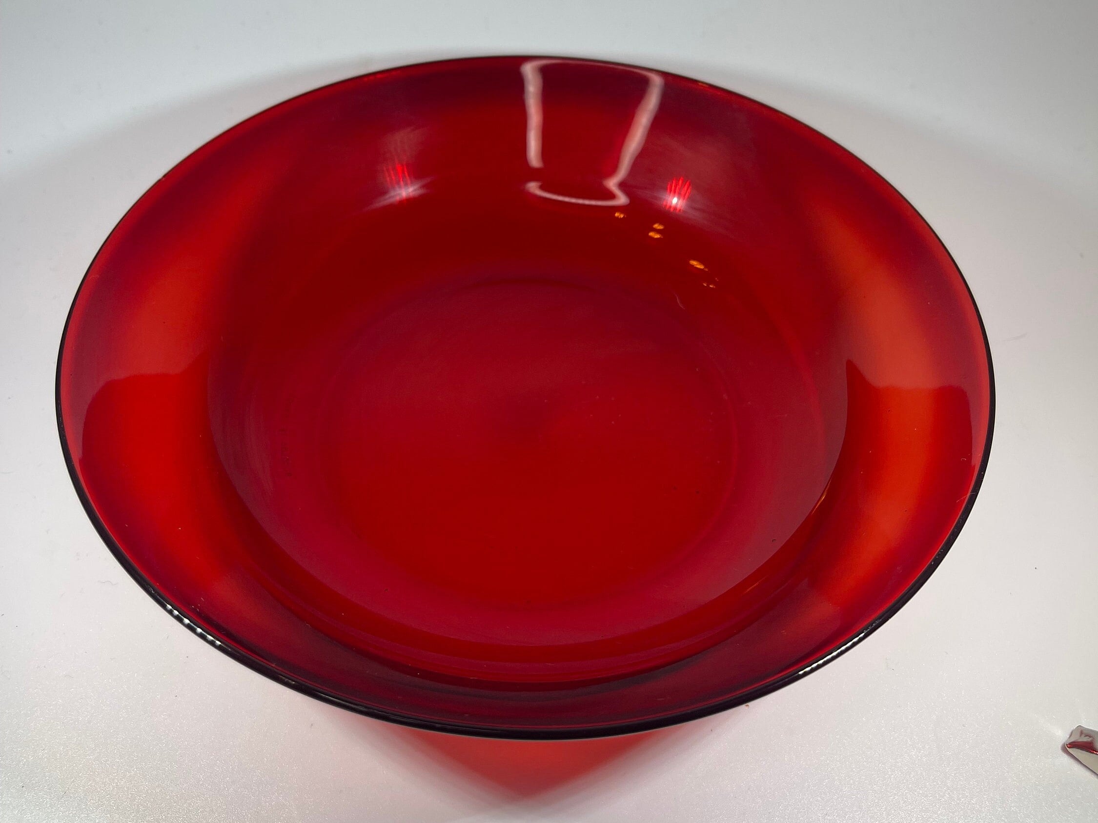 Vintage Ruby Red Glass 8" Serving Bowls (set of Two) - Made in France ...