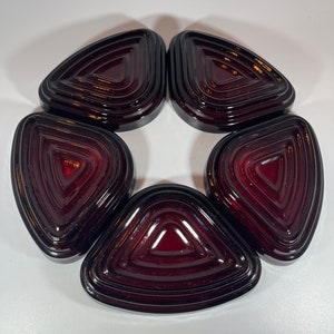 Vintage MCM Manhattan Ruby Red Relish Dish Inserts, Anchor Hocking ...