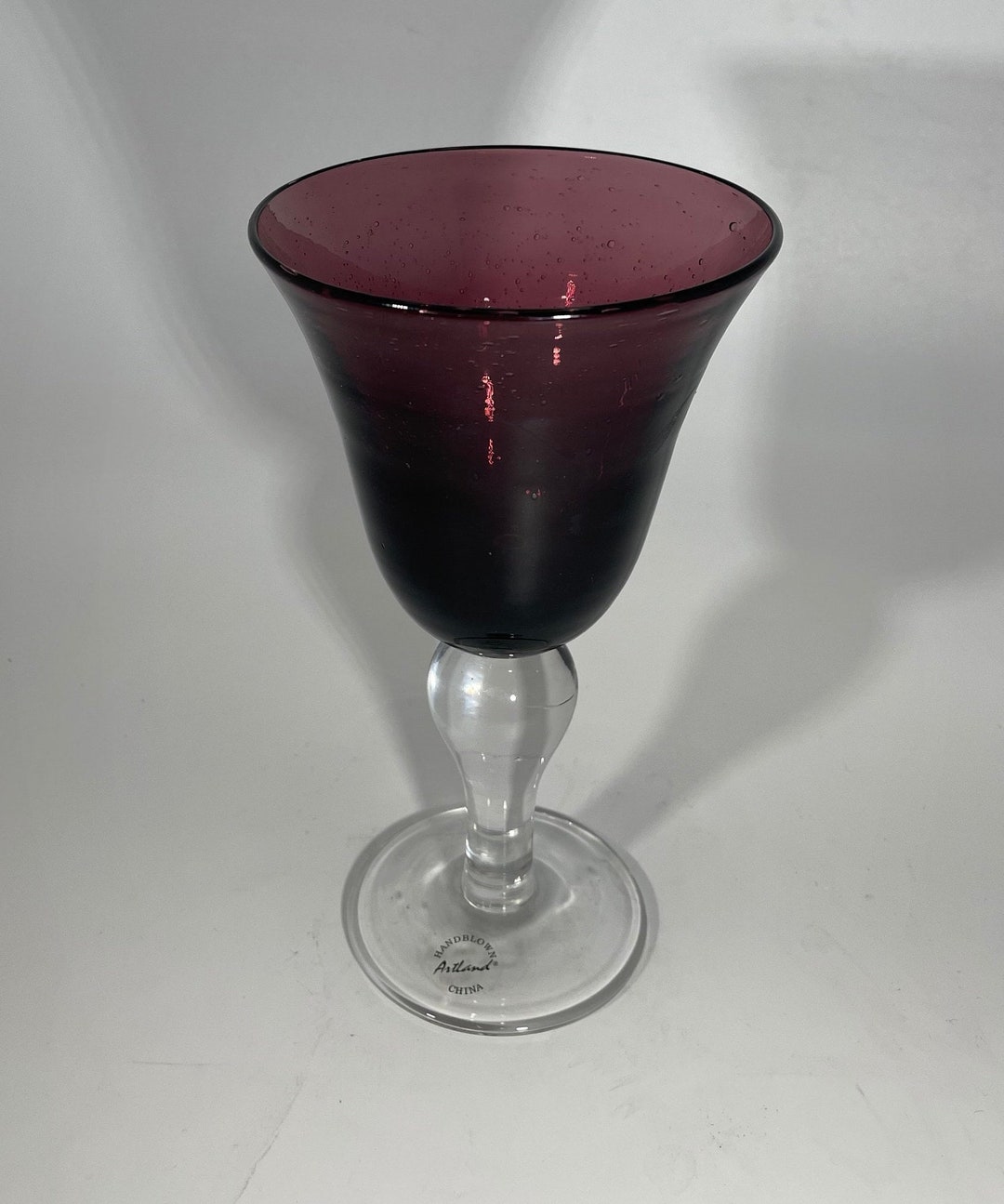 Vintage Artland Iris Plum Bubble Glass Hand Blown 14 Oz. Goblet - Etsy
