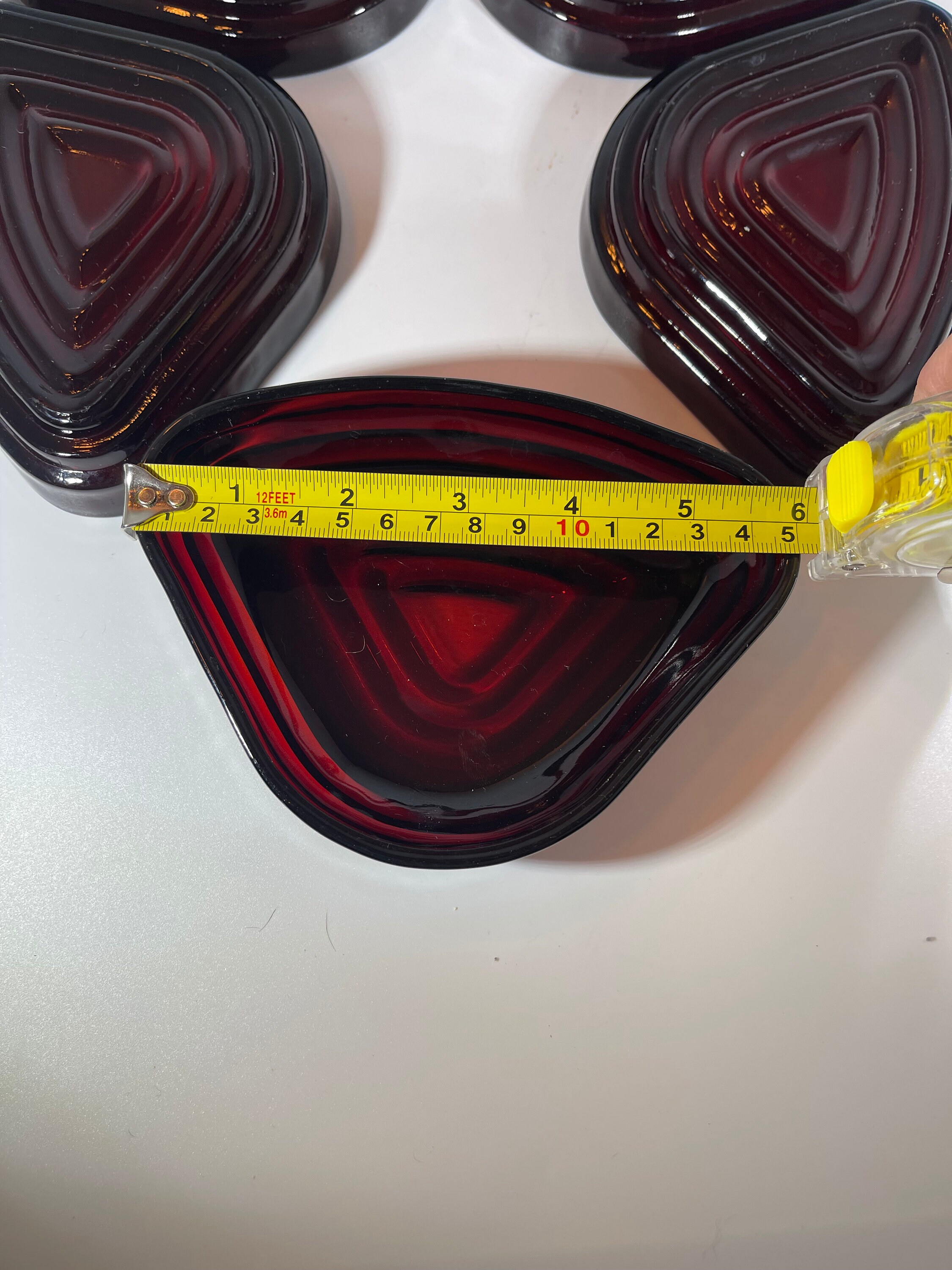 Vintage MCM Manhattan Ruby Red Relish Dish Inserts, Anchor Hocking ...