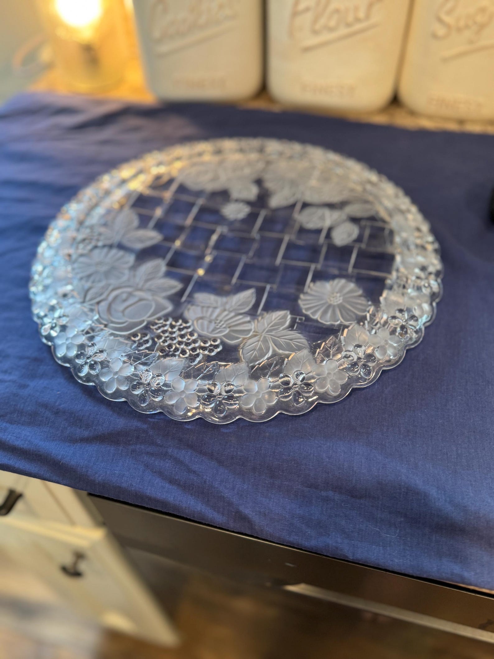 Vintage Crystal Napoli Glass Cake Platter - Crystal Clear Industries ...