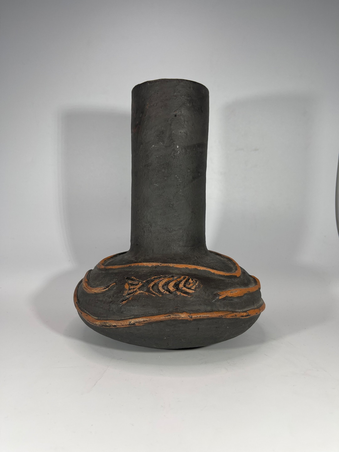 Colin Thorburn British Studio Pottery Vase- Large Vase With Raised Fish ...