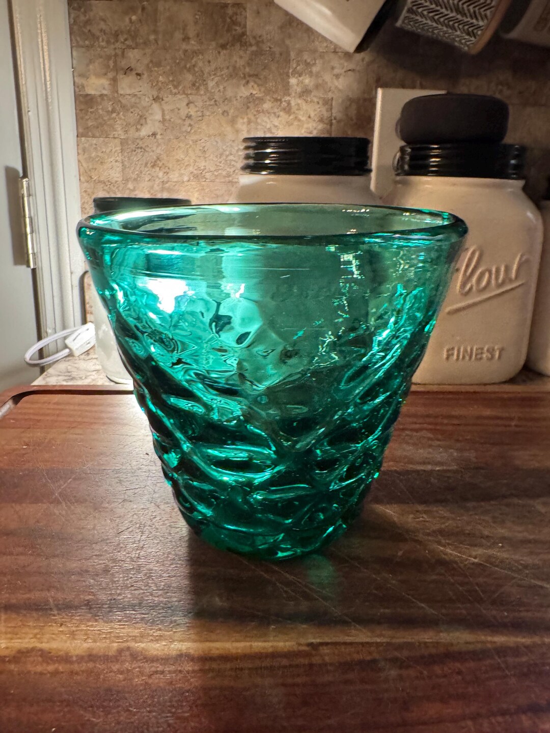 Rare Vintage Blenko Glass - Green Diamond Pattern Bowl/vase - 1958 ...