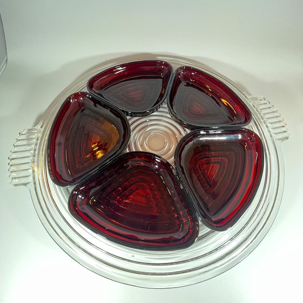 Ruby Glass Platter - Etsy
