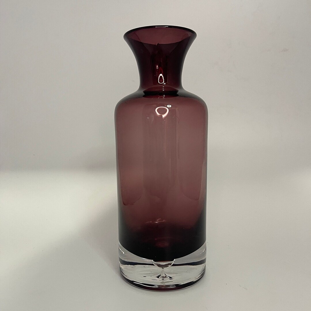 Purple Blown Glass Vase - Vintage Krosno Purple Heavy Glass Vase ...