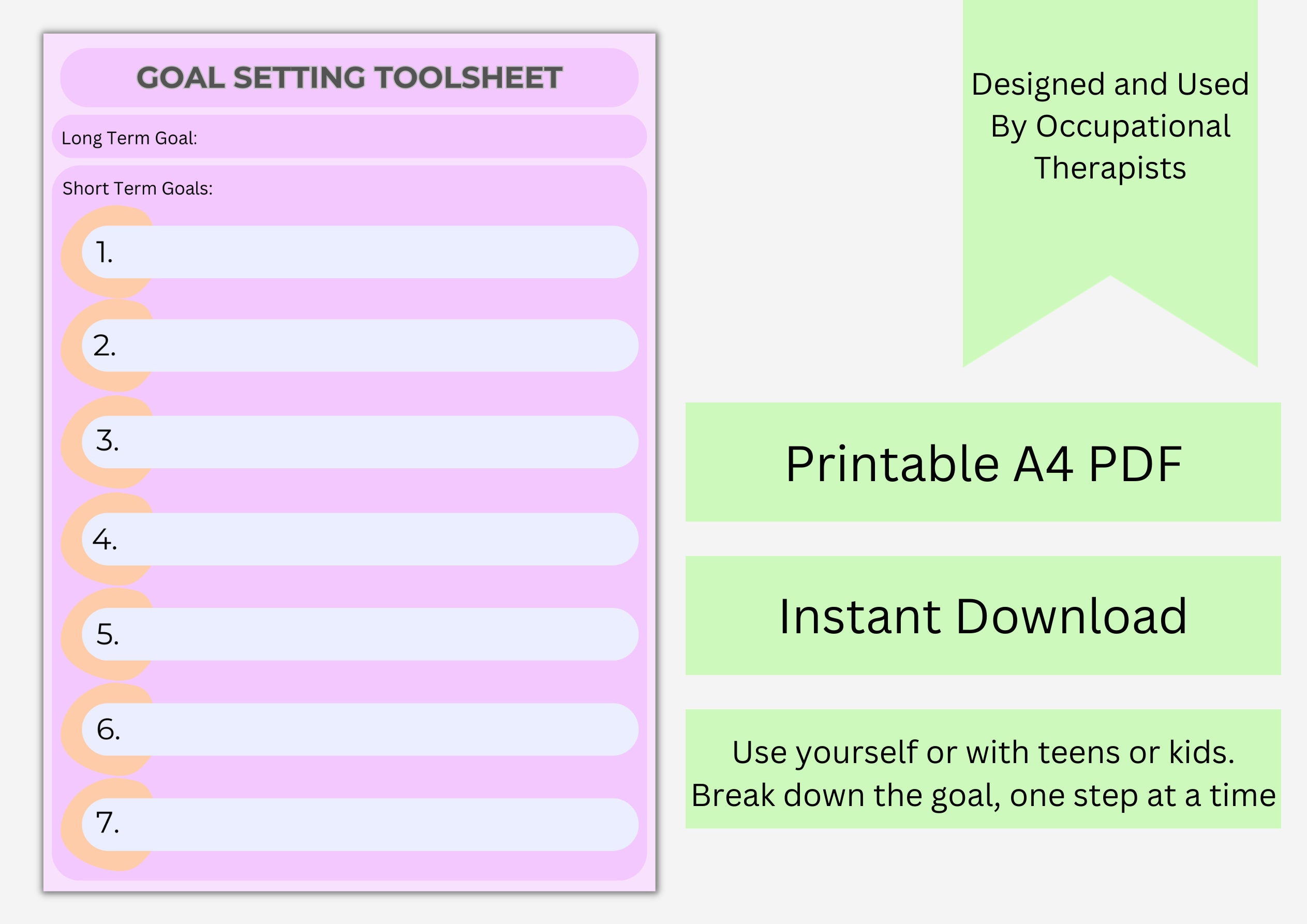 Printable Goal Setting Tool Sheet, Worksheet for Life Goals - Etsy