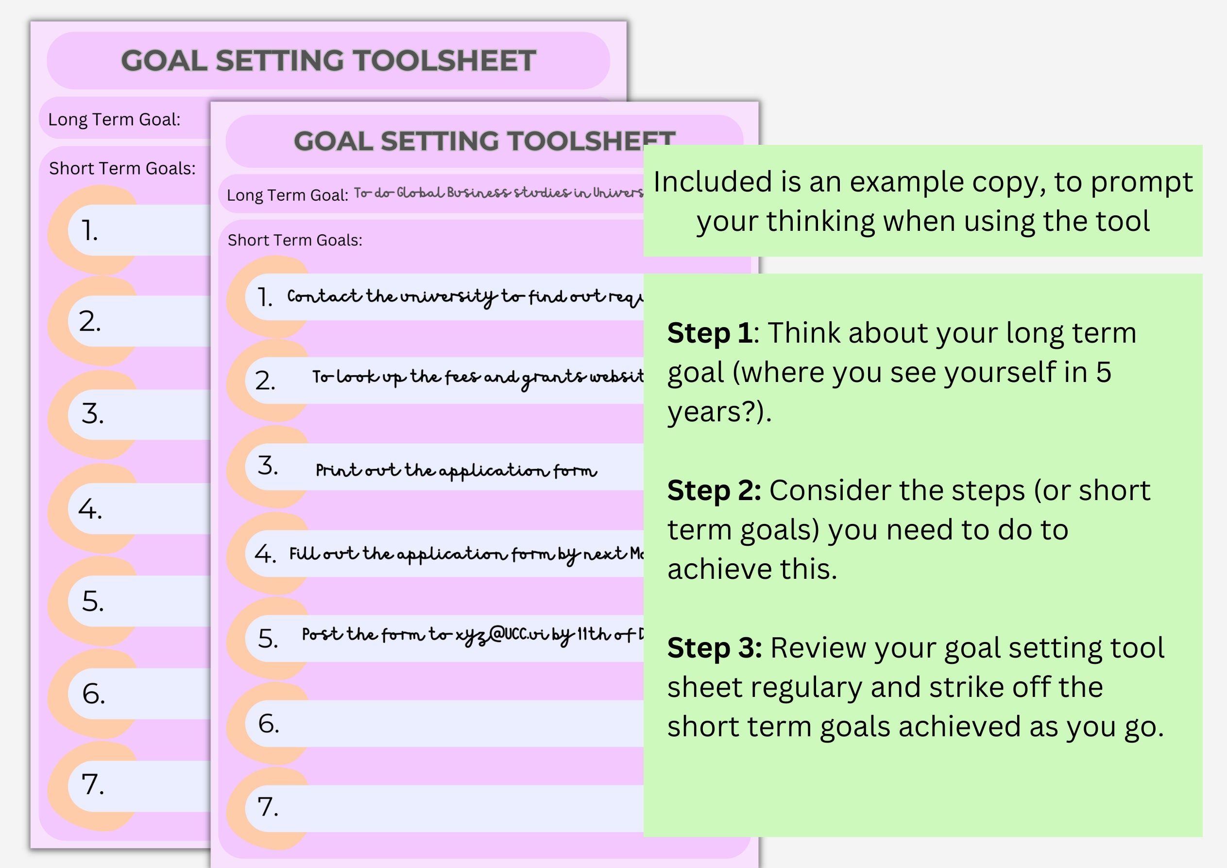 Printable Goal Setting Tool Sheet, Worksheet for Life Goals - Etsy