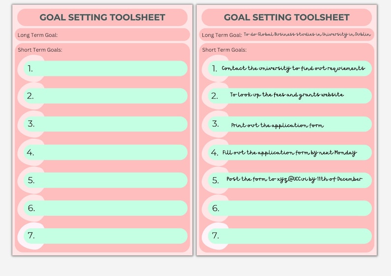 Goal Setting Tool Sheet for Teens and Adults 2024 Goal - Etsy