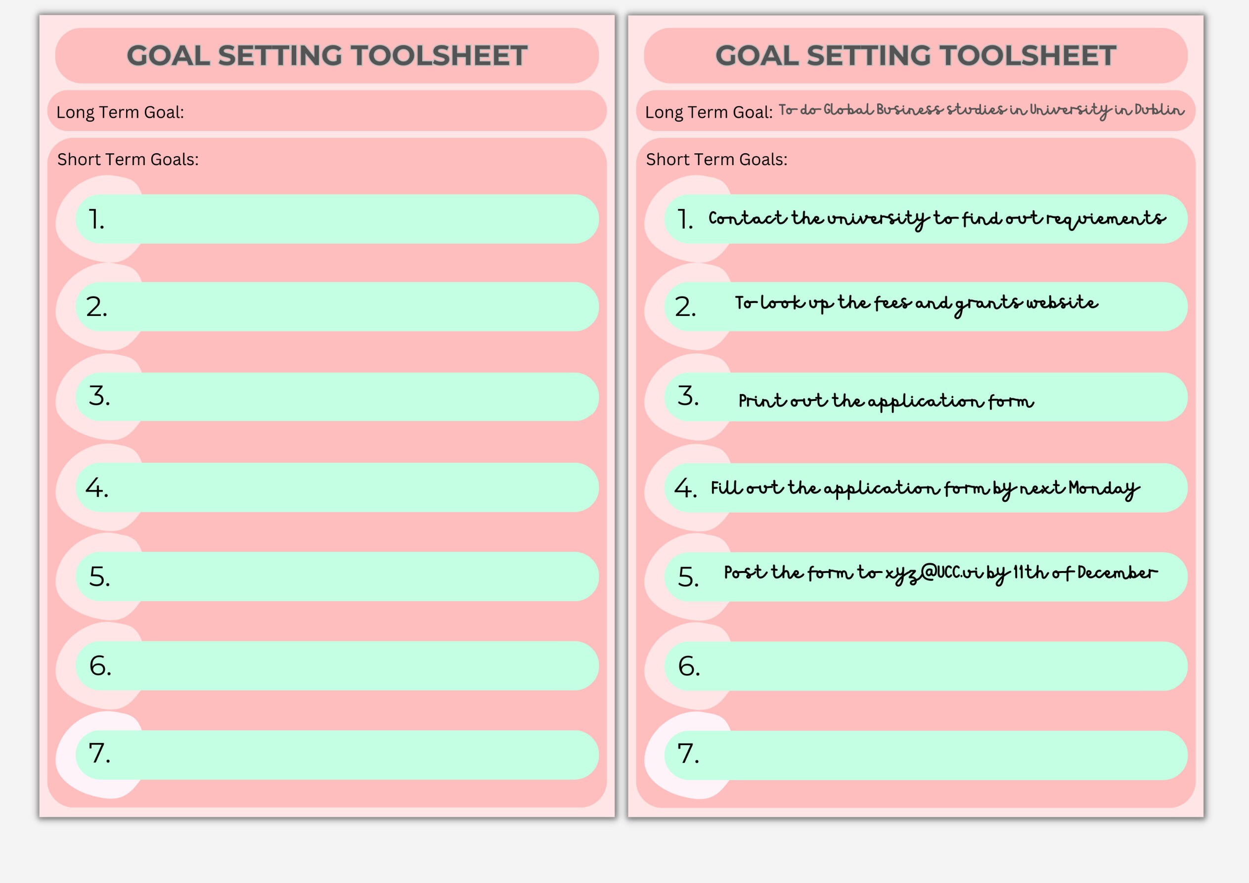 Goal Setting Tool Sheet for Teens and Adults, 2024 Goal Setting ...