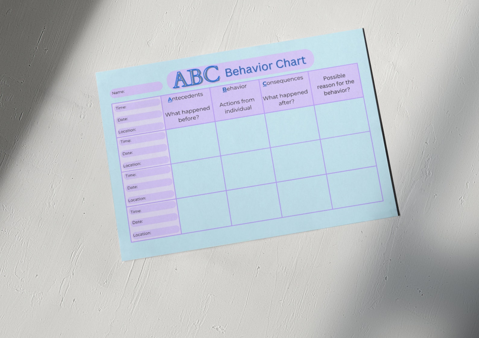 Behavior Chart for Kids, Printable Behavior Chart for Teachers, Parents ...