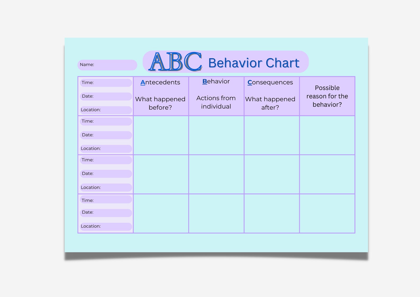 Behavior Chart for Kids, Printable Behavior Chart for Teachers, Parents ...