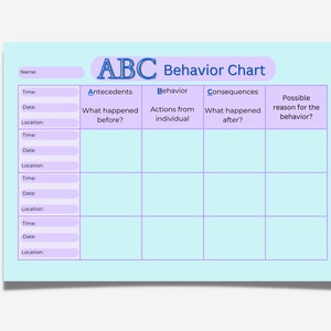 Behavior Chart for Kids, Printable Behavior Chart for Teachers, Parents ...