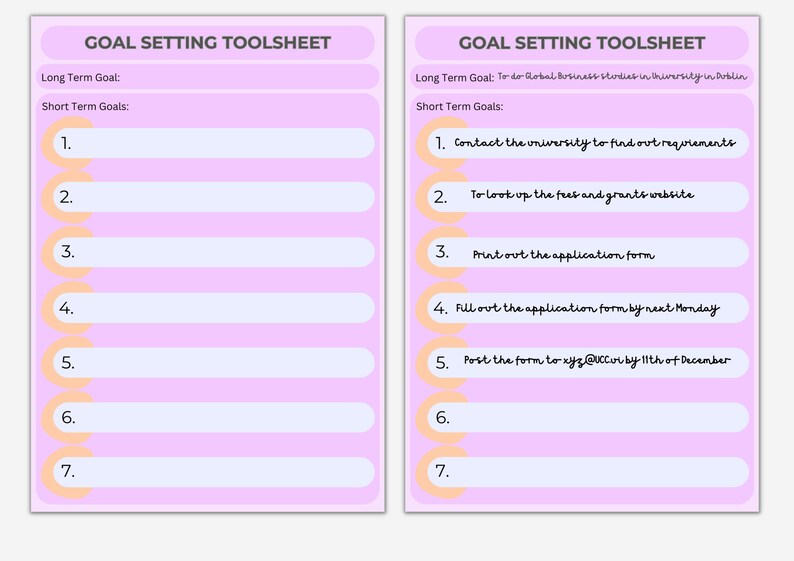 Printable Goal Setting Tool Sheet, Worksheet for Life Goals - Etsy