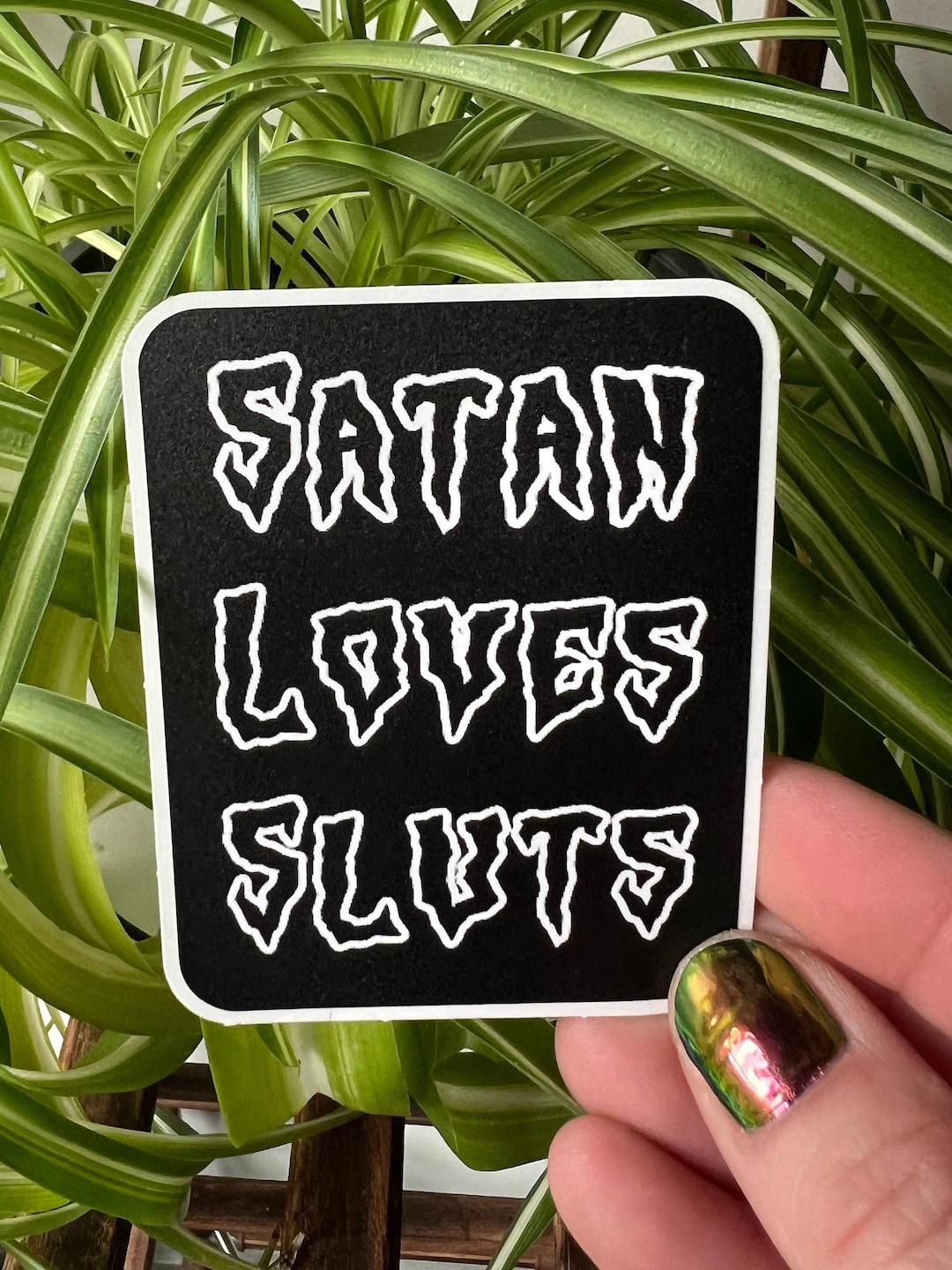 Edgy Goth Sticker Satanic Black and White Large Rectangle Removable ...