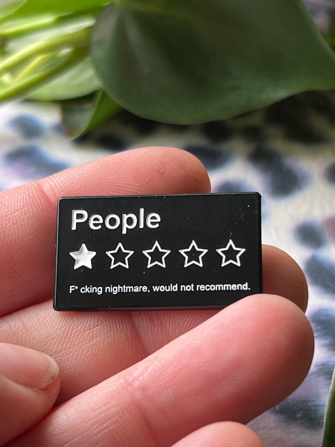 Do Not Recommend People One Star Black and White Enamel Pinback Button ...