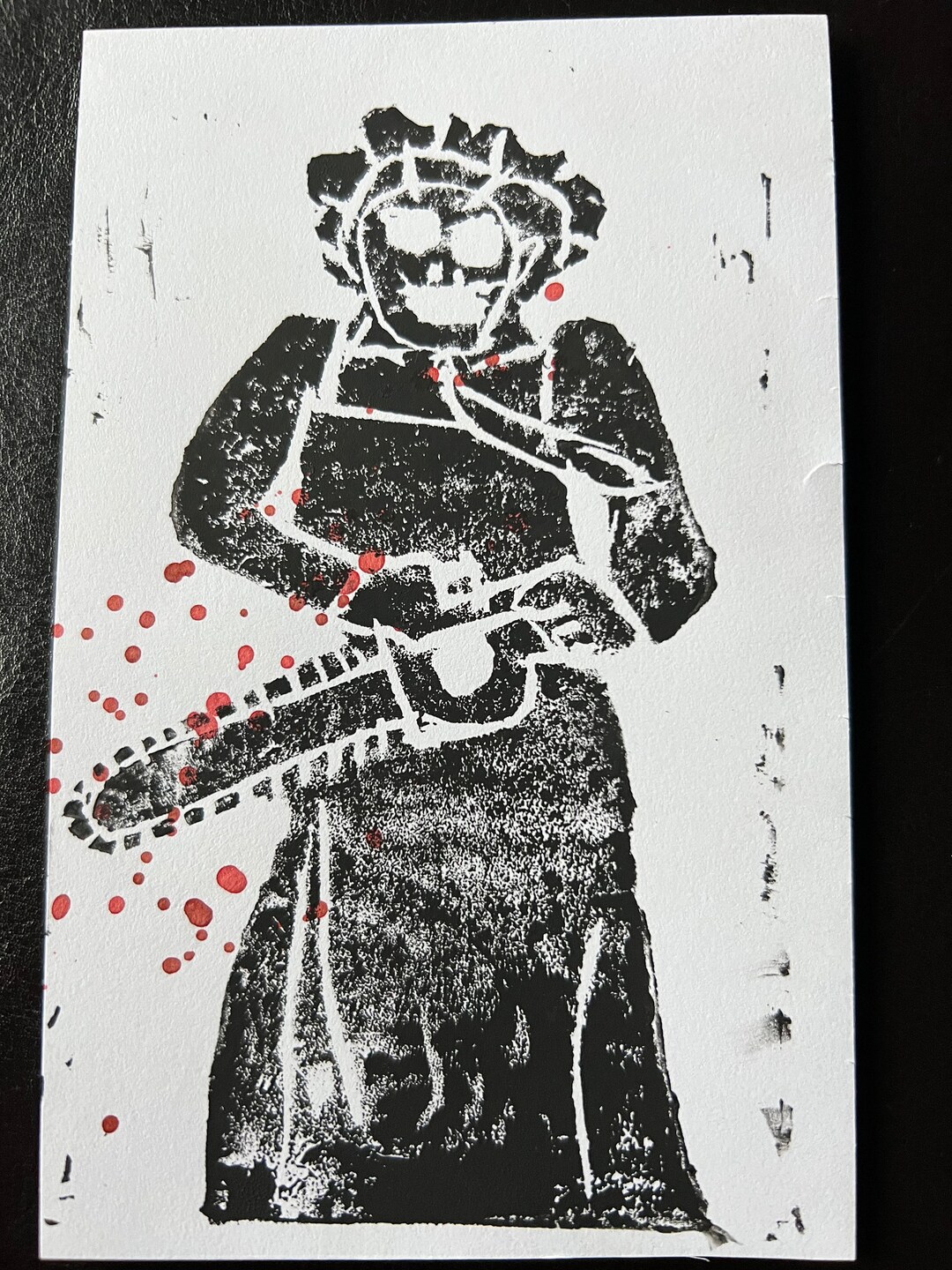 Horror Print Leatherface Art Slasher Gore Linoprint Texas Chainsaw ...