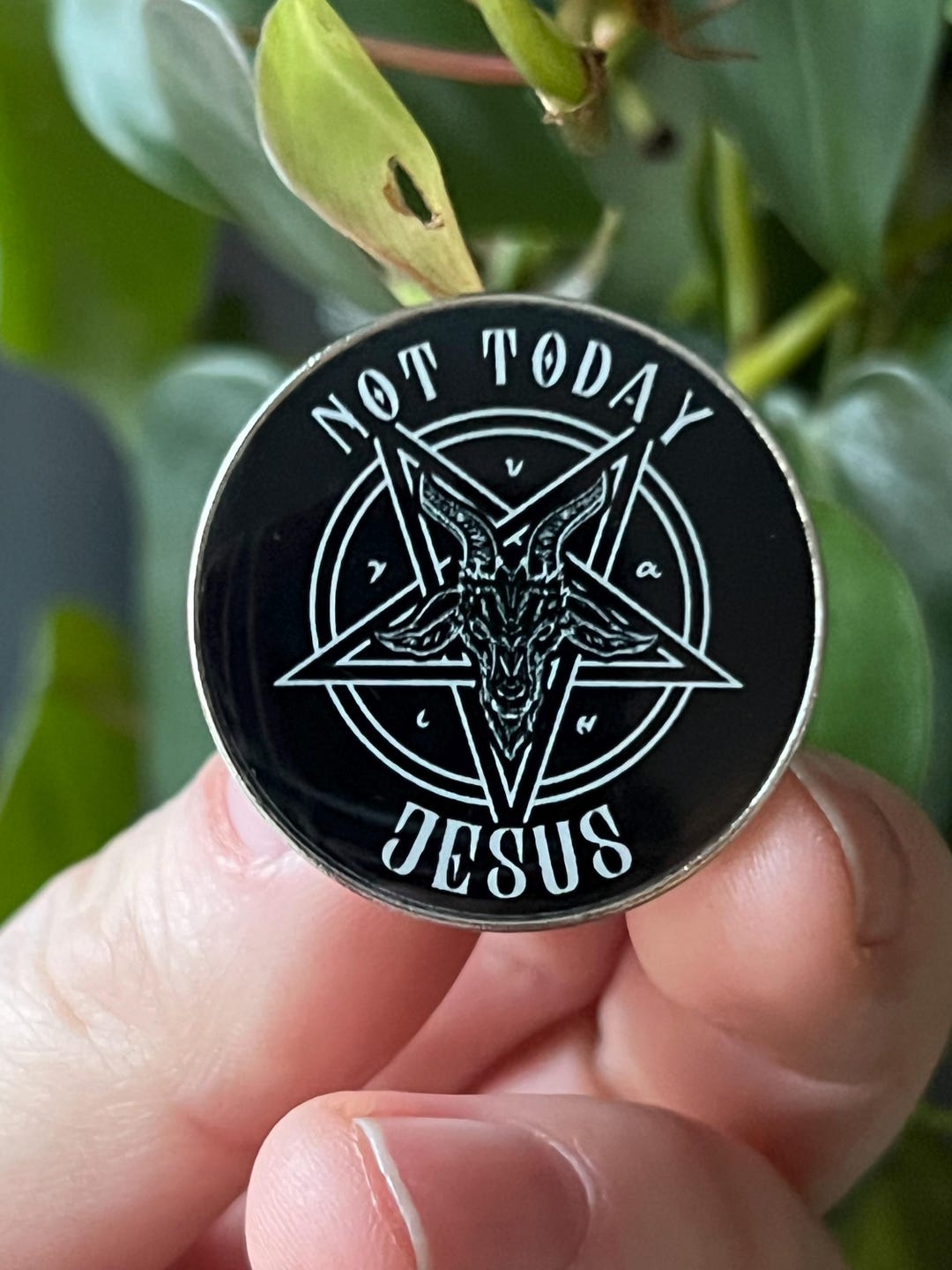 Not Today Jesus Enamel Pin: Punk Satanic Baphomet Badge - Etsy