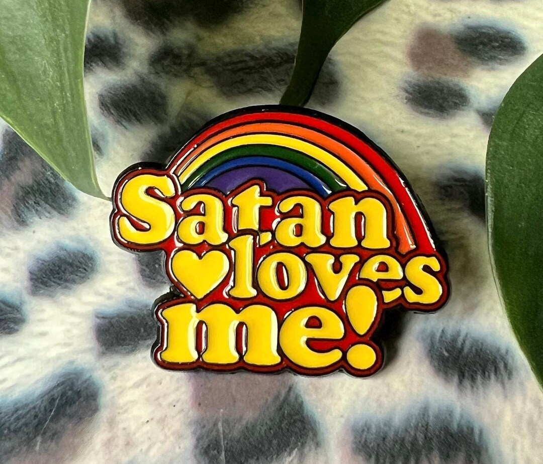 Cheerful Satan Loves Me Rainbow Soft Enamel Pinback Button - Etsy