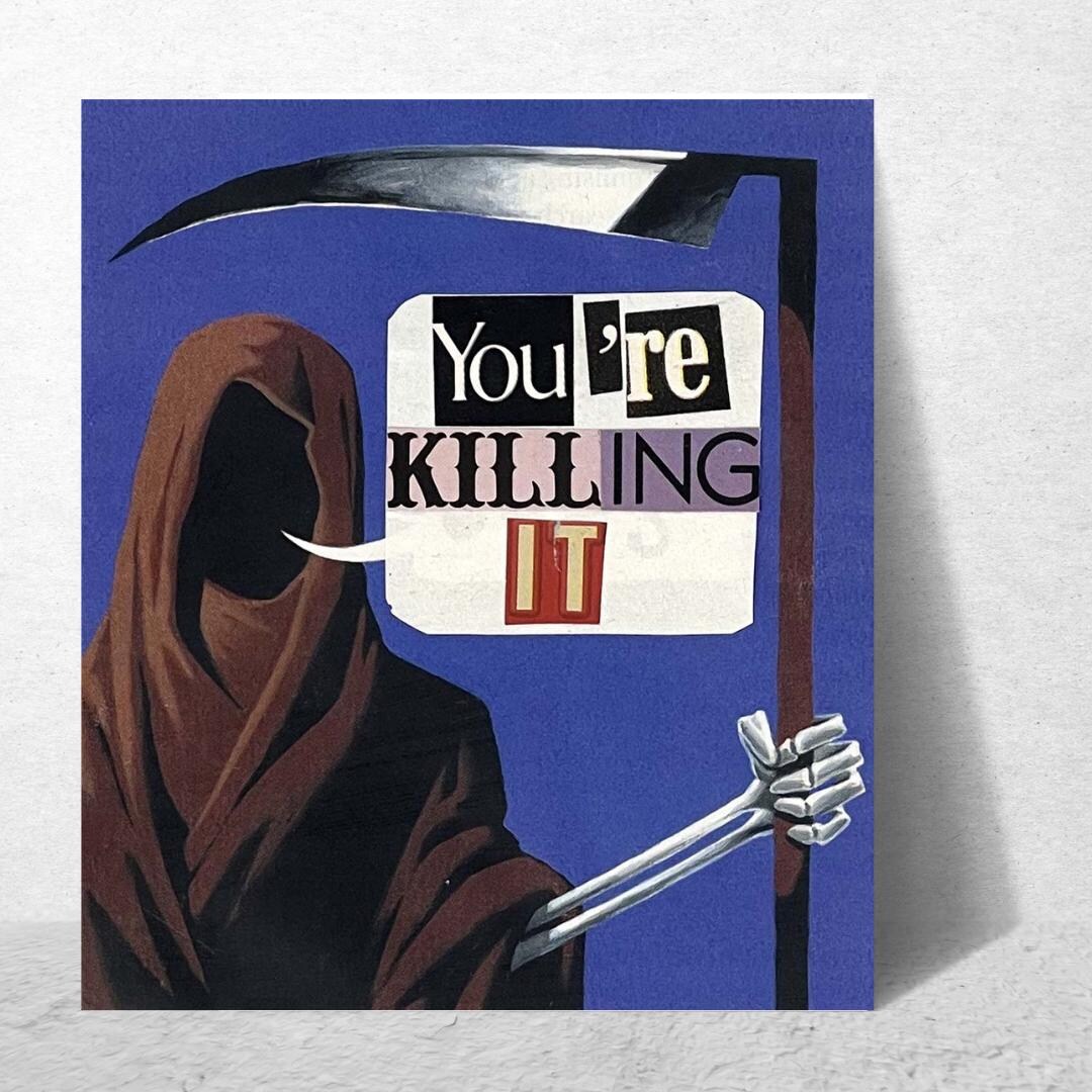 Funny Cards Gothic Greeting Card Grim Reaper Pun Card Art Card Goth ...