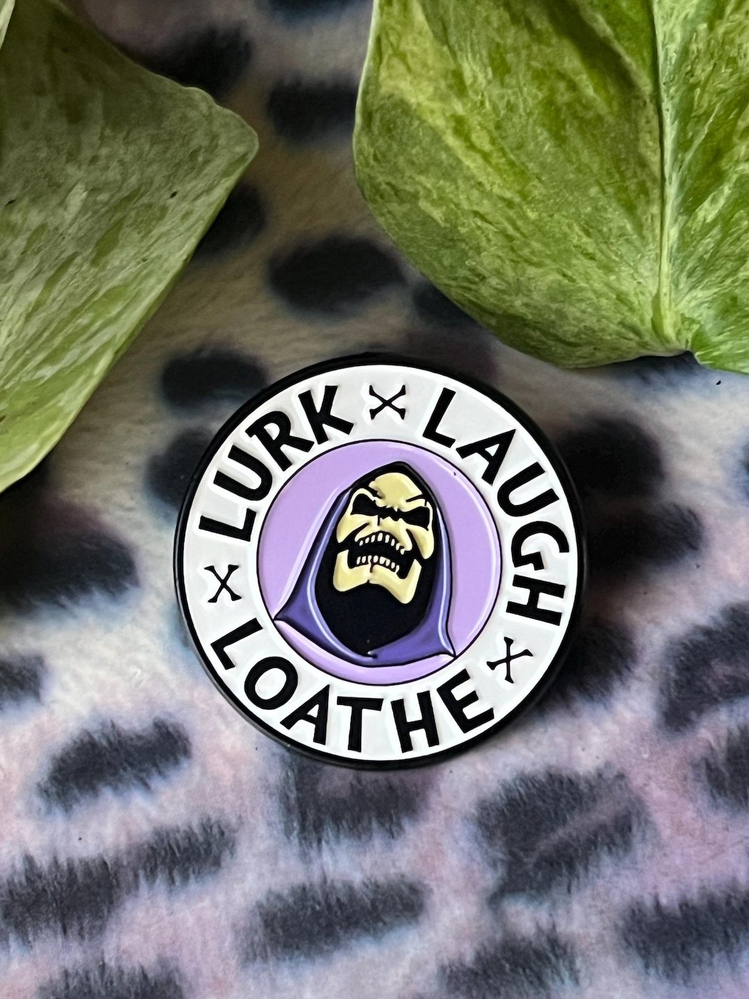 Skeletor Enamel Pin: Lurk Laugh Loathe - Gothic Retro Badge - Etsy