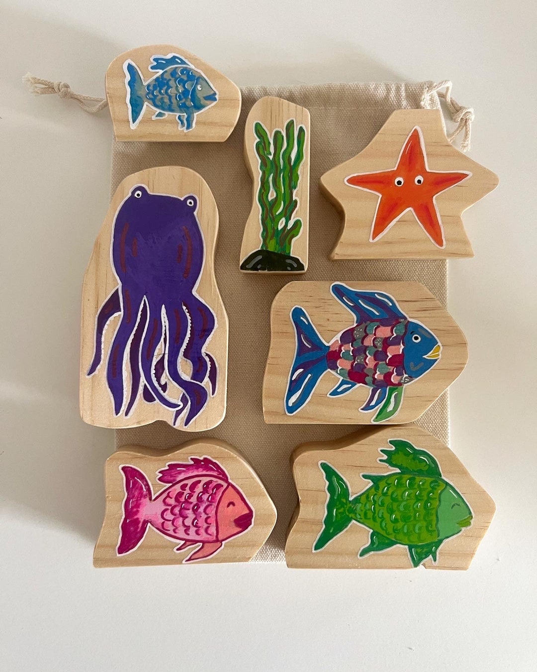 Wood'n'stack Story the Rainbow Fish Blocks - Etsy Australia