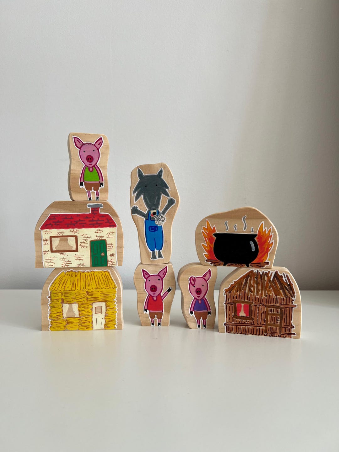 The Three Little Pigs Wood'n'blocks - Etsy