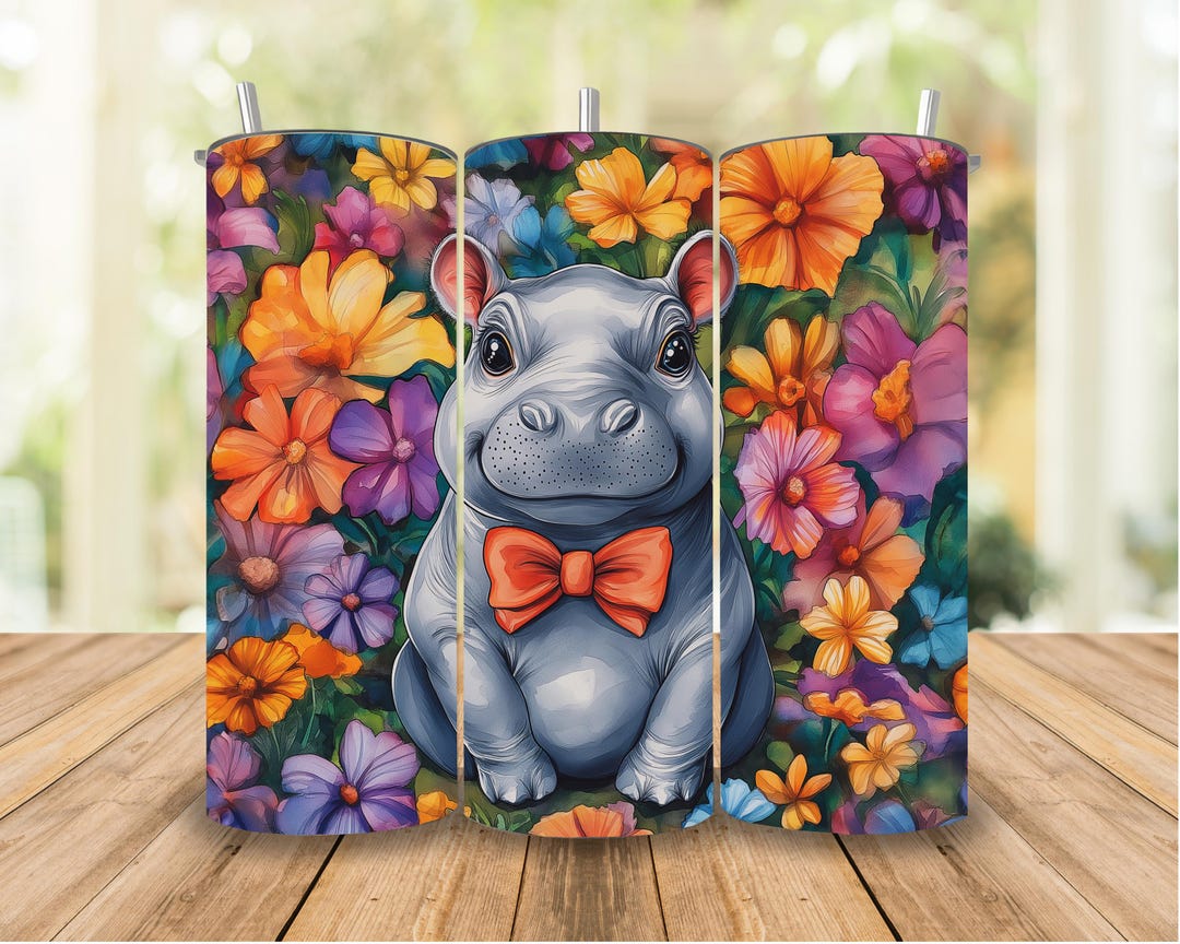 Cute Hippo Tumbler Wrap, Wildflower Wrap PNG, Wild African Safari ...