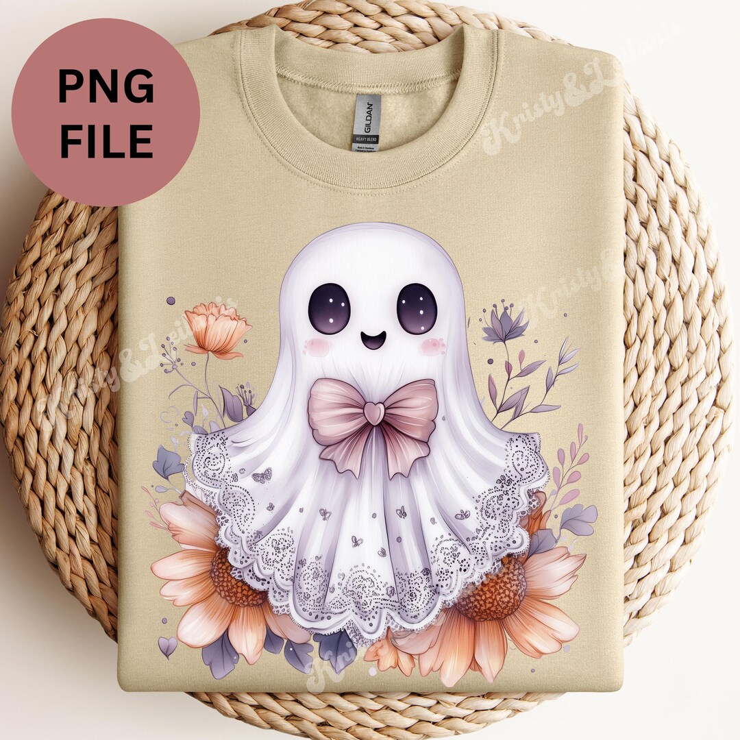 Coquette Ghost in Flowers PNG, Cute Halloween, Spooky Season, Girly ...