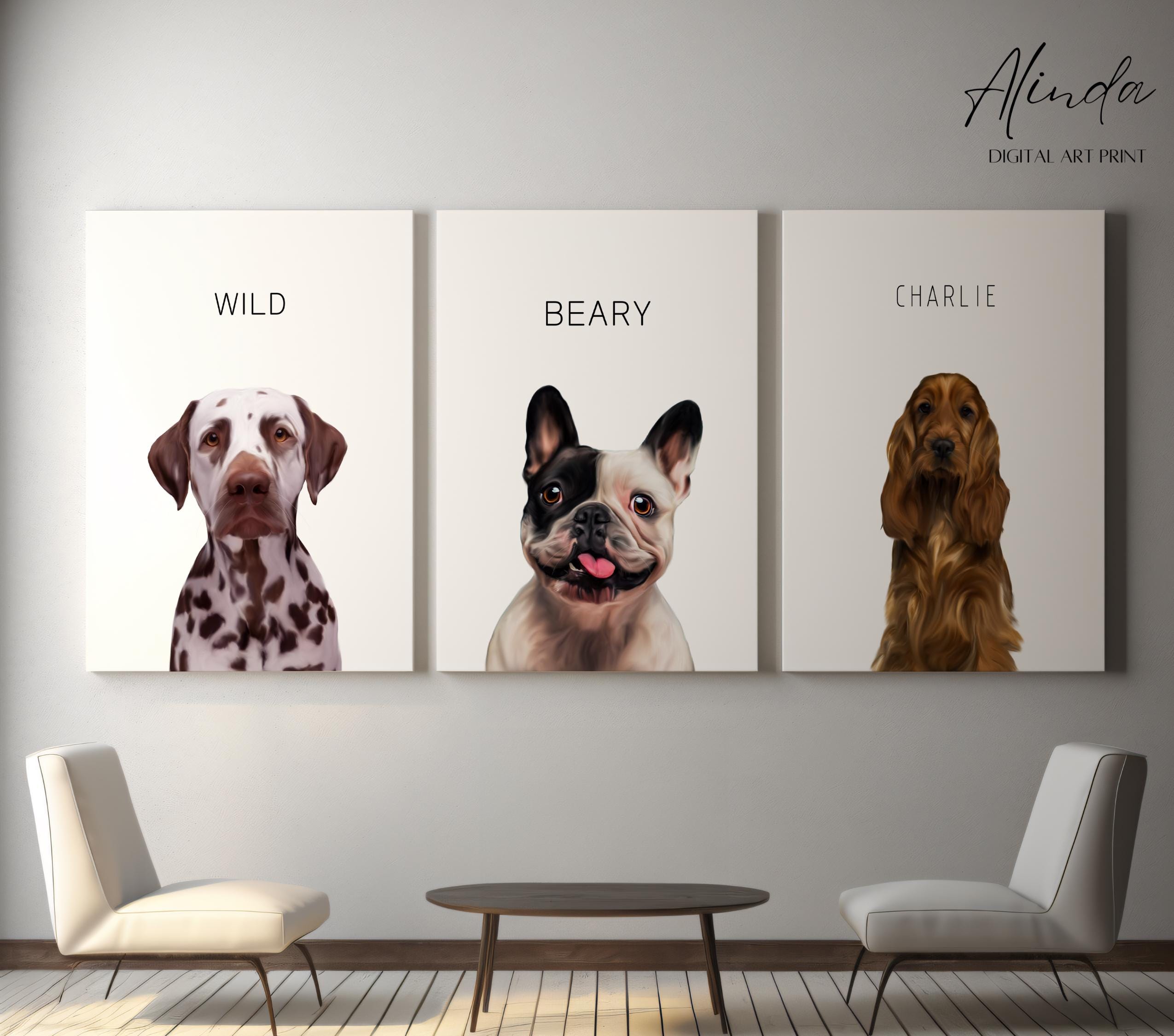 Custom Pet Portrait Custom Dog Painted From Photo Personalized Custom ...