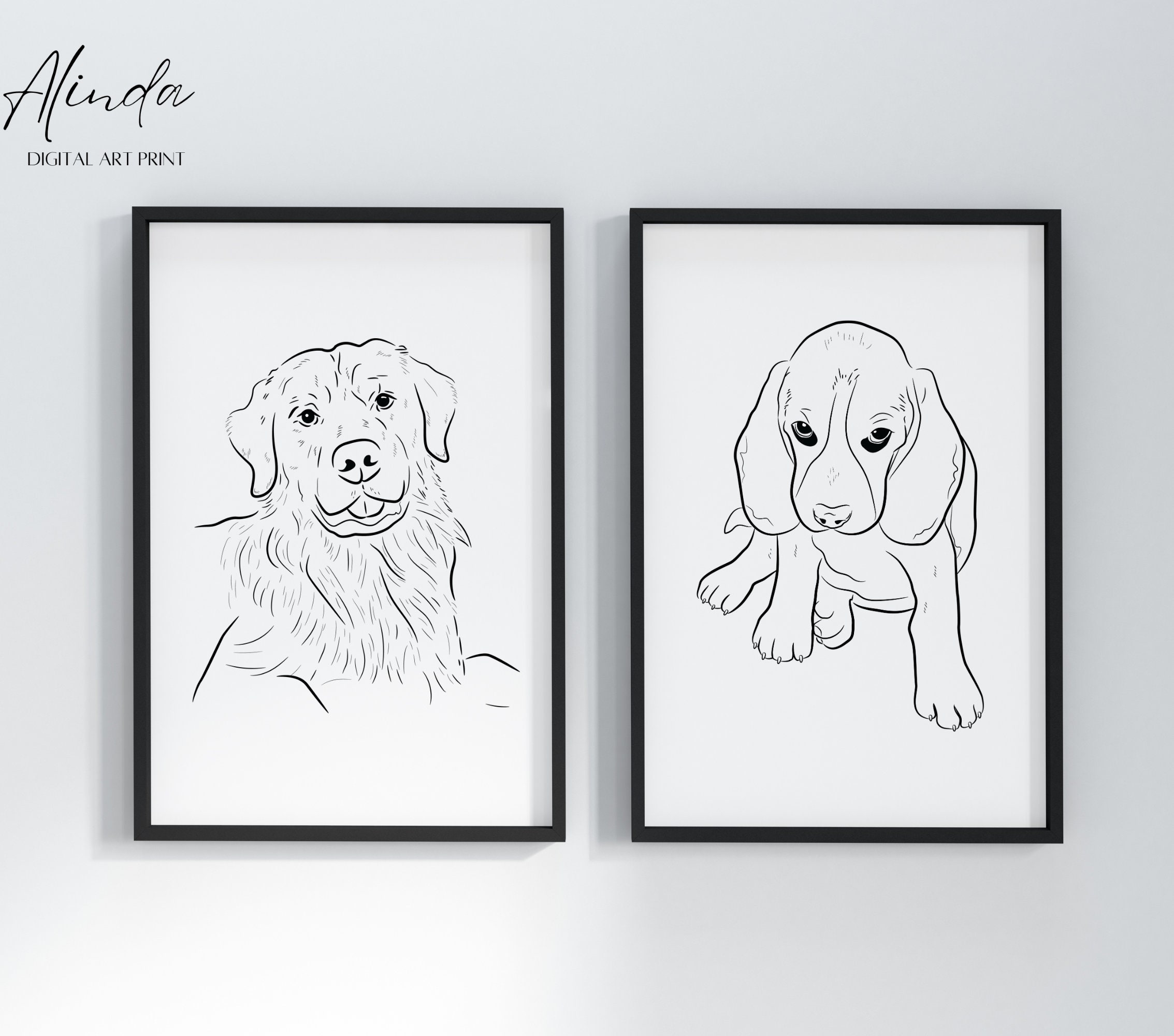 Best Friend Gift Personalized, Dog Line Art Portrait, Custom Line Pet ...