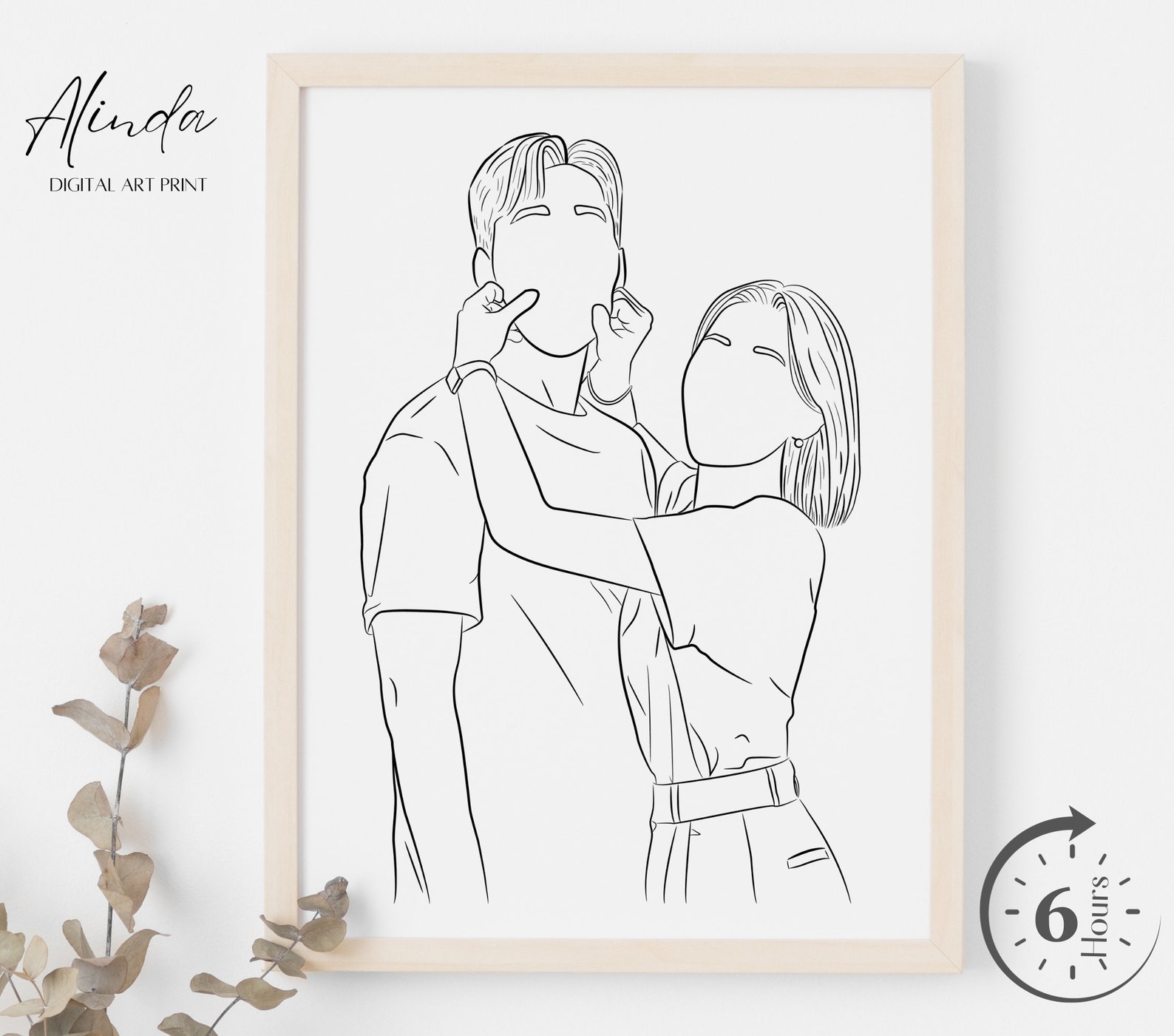 Custom Couple Line Drawing Faceless Portrait Wedding Couple Hand Drawn ...