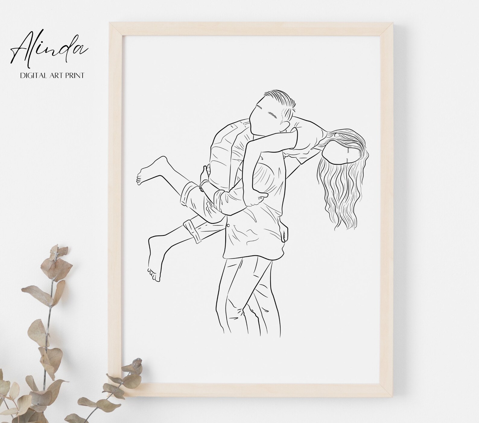 Line Drawing Custom, Custom Faceless Portrait, Engagement Wedding Gifts ...