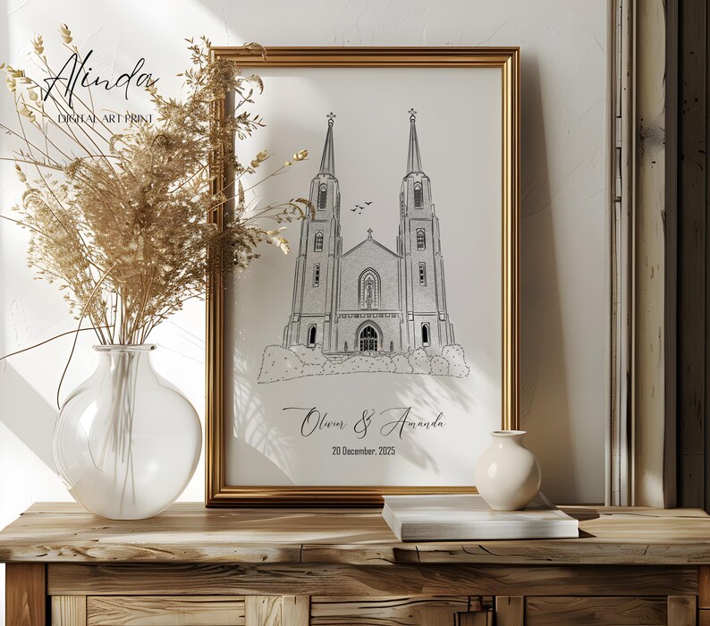 Custom Wedding Venue Sketch Invitation, Custom Church Sketch From Photo ...