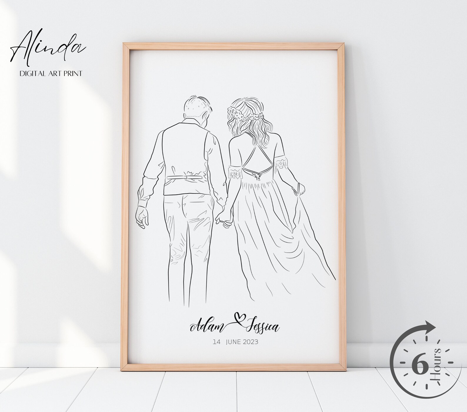 Line Drawing Custom, Custom Faceless Portrait, Engagement Wedding Gifts ...