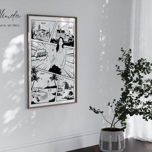 Custom Love Story Map Illustration Hand Drawn Bespoke Travel Story Map ...