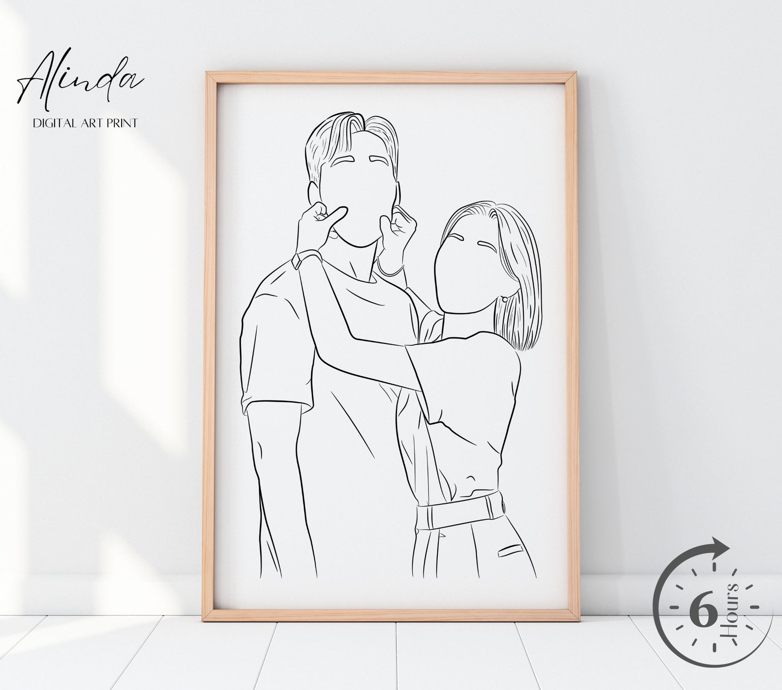 Custom Couple Line Drawing Faceless Portrait Wedding Couple Hand Drawn ...