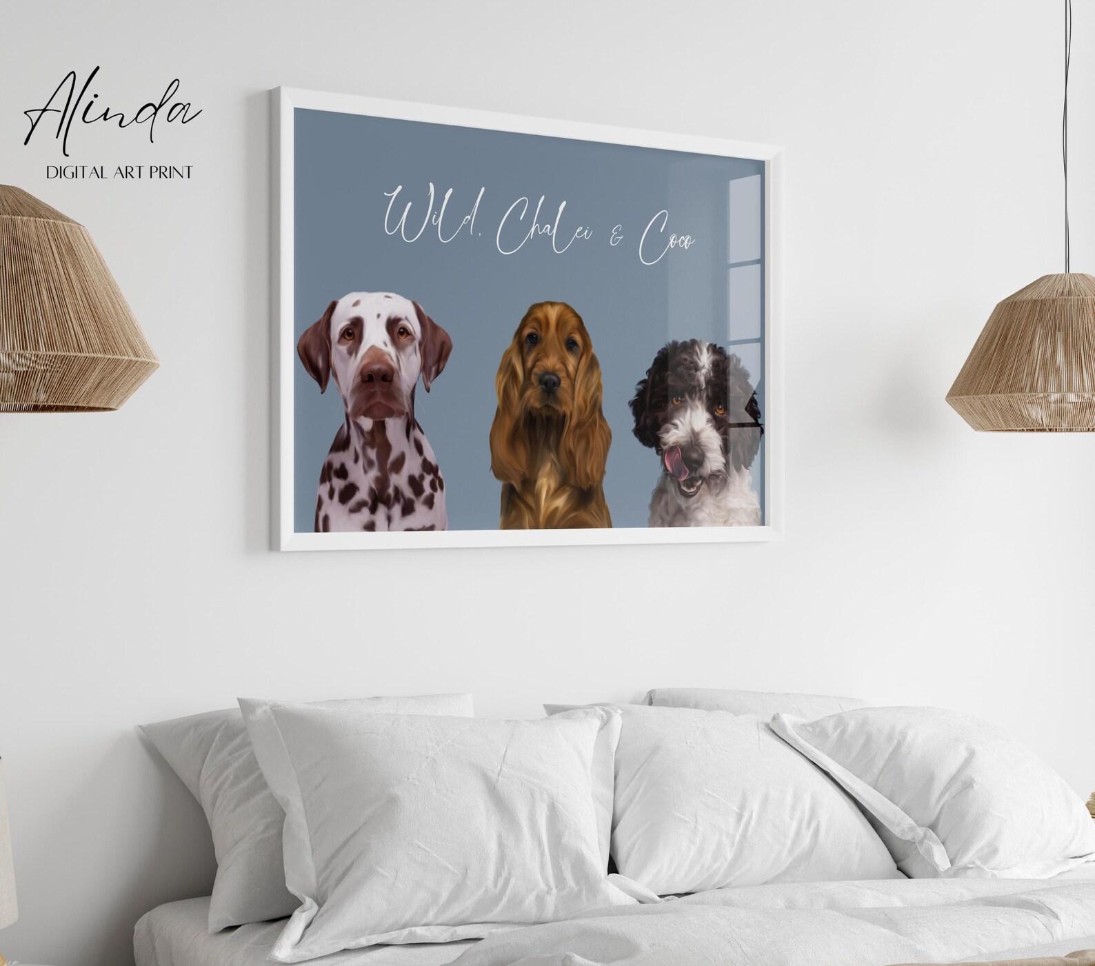 Custom Pet Portrait Custom Dog Painted From Photo Personalized Custom ...