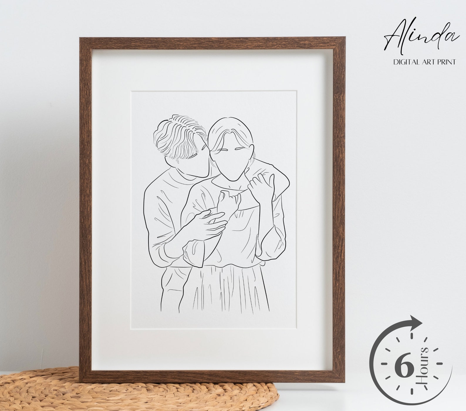 Custom Couple Line Drawing Faceless Portrait Wedding Couple Hand Drawn ...
