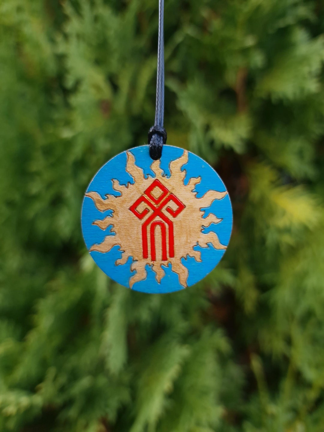 Chur, Slavic God of Boundaries and Property, Wooden Pendant, Wooden ...