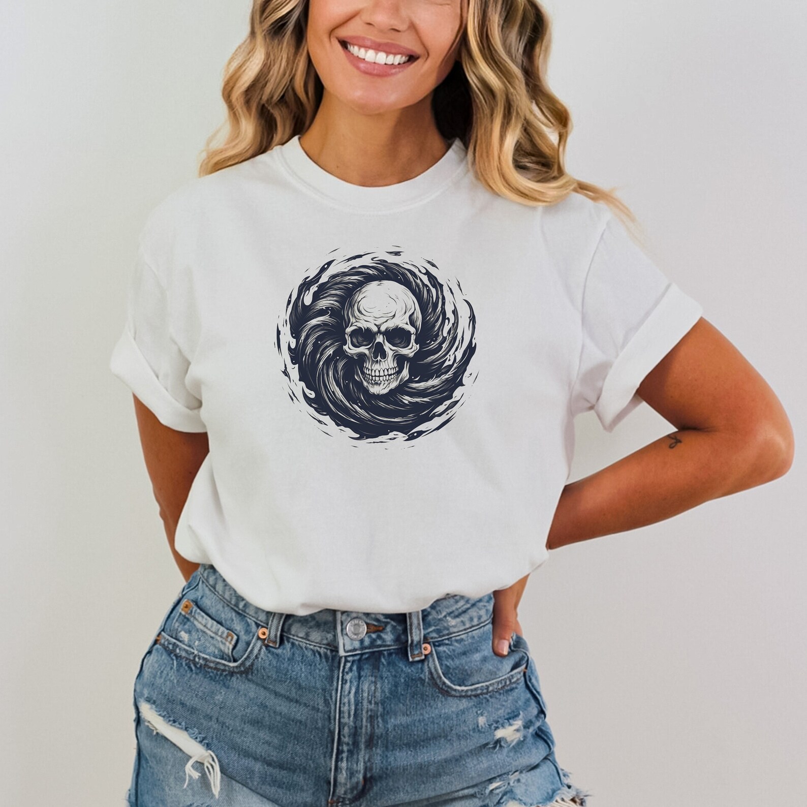 Skull Graphic Shirt, Edgy Skull Shirt, Gift for Him Her, Punk Shirt ...