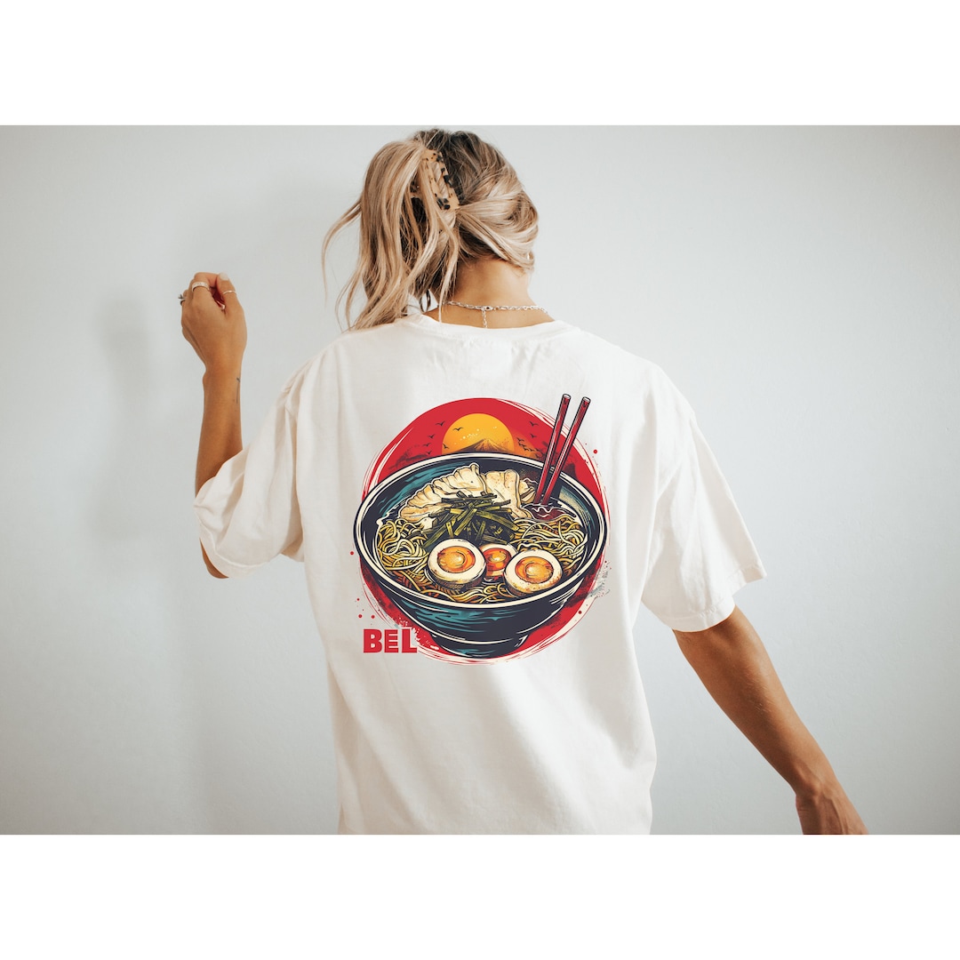 Ramen Graphic T-shirt - Japanese Noodle Bowl With Egg Illustration Tee ...