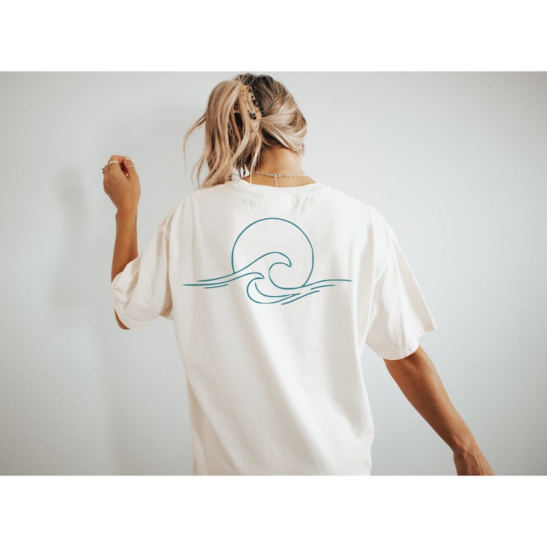 Minimalist Wave Shirt, Ocean Wave Graphic Tee, Surf Style Beach T-shirt ...
