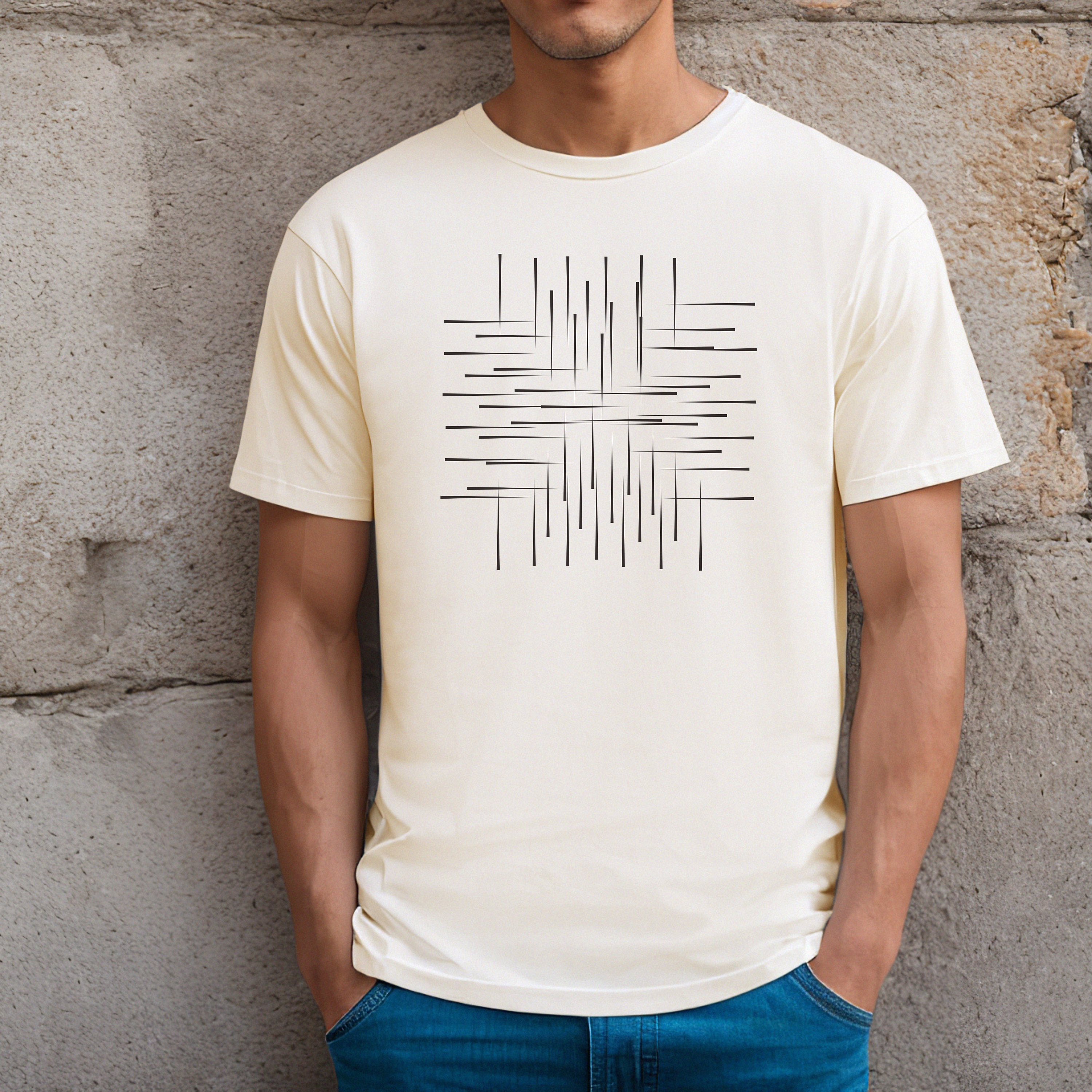 Abstract Line Art Tee Modern Minimalist T-shirt Geometric Design Casual ...