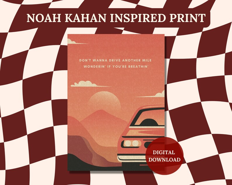 Noah Kahan Call Your Mom Digital Wall Print Lyrics Art Etsy