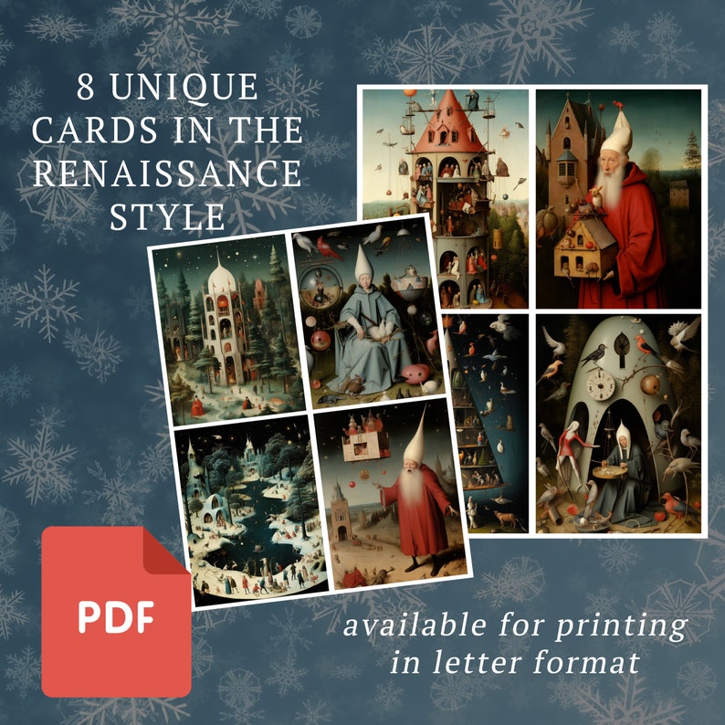Christmas Santa Postcards, Printable Renaissance Postcard Digital ...